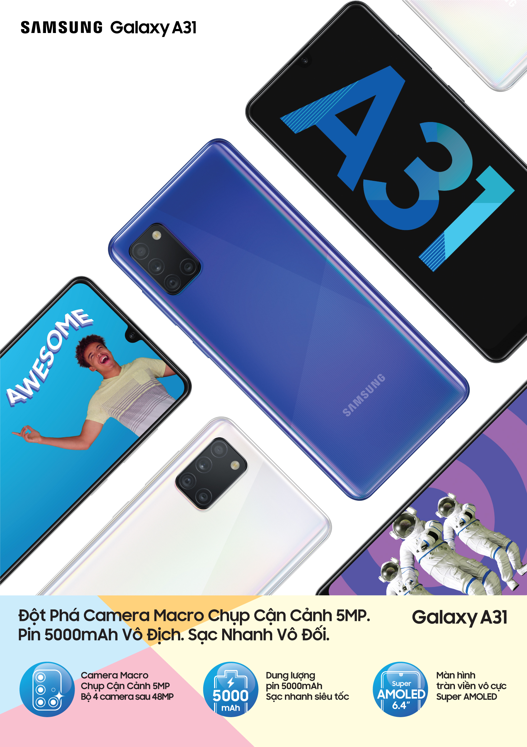 Samsung Galaxy A31 chính thức ra mắt : Camera chụp siêu macro với giá tốt