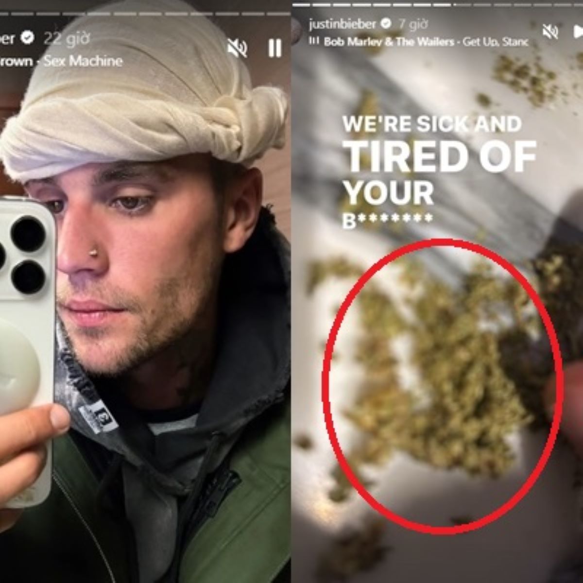 Nghi vấn Justin Bieber quay lại sử dụng cần sa, công khai hình ảnh bệ ...